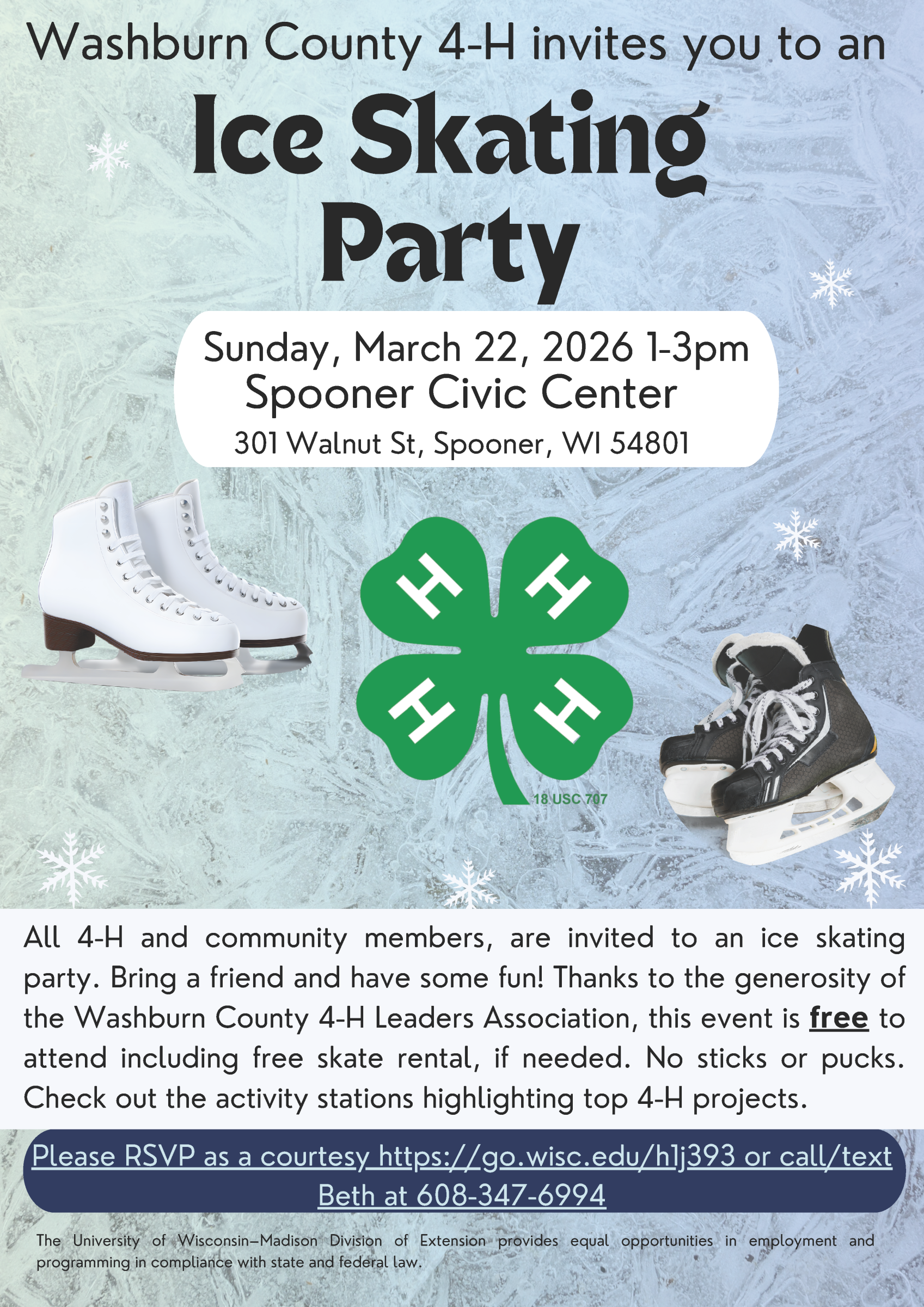ICE SKATING PARTY – Extension Washburn County